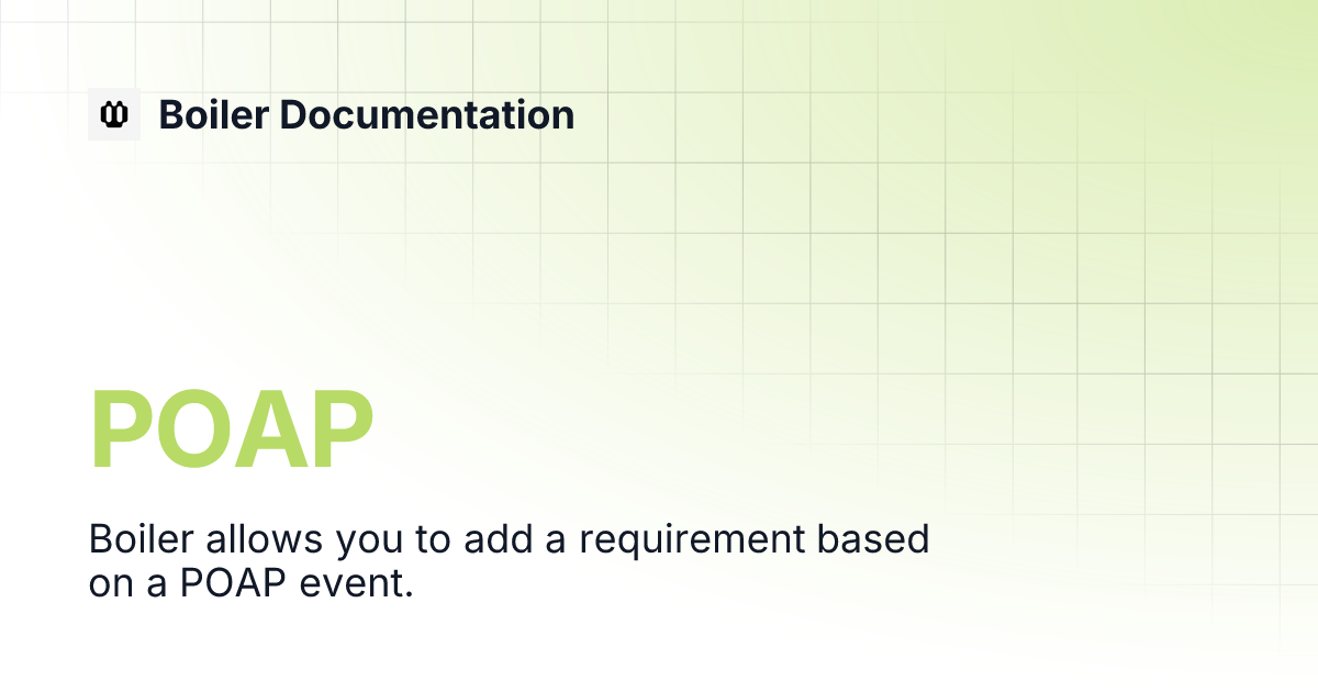 POAP | Boiler Documentation